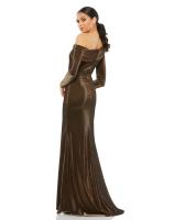 China Custom Made Asymmetrical Neckline Trumpet Luna Long Sleeve Dress Mother Gown US 2-26W for sale