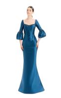 China Beaded Sweetheart Mother Gown 3/4 Sleeve Natural Waistline Elegant Satin Dress for sale