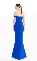China Custom Off Shoulder Single Sleeve Ruffle Mother Gown with Slit Satin Fabric US 2-26W for sale