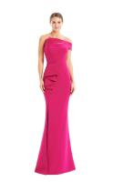 China Custom Off Shoulder Single Sleeve Ruffle Mother Gown with Slit Satin Fabric US 2-26W for sale