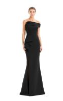 China Custom Off Shoulder Single Sleeve Ruffle Mother Gown with Slit Satin Fabric US 2-26W for sale