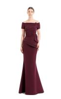 China Custom Made Floor-Length Strapless Off Shoulder Short Sleeve Mother of Bride Dress Satin Sizes 2-26W for sale