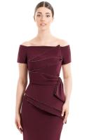 China Custom Made Floor-Length Strapless Off Shoulder Short Sleeve Mother of Bride Dress Satin Sizes 2-26W for sale