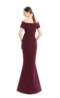 China Custom Made Floor-Length Strapless Off Shoulder Short Sleeve Mother of Bride Dress Satin Sizes 2-26W for sale