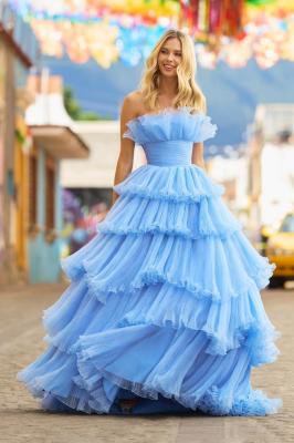 China Strapless Empire Waist Ruffled Ball Gown Organza Floor Length Wedding Prom Dress Sizes 2-26W for sale