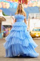 China Strapless Empire Waist Ruffled Ball Gown Organza Floor Length Wedding Prom Dress Sizes 2-26W for sale