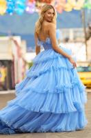 China Strapless Empire Waist Ruffled Ball Gown Organza Floor Length Wedding Prom Dress Sizes 2-26W for sale