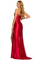 China Strapless Sweetheart Corset Prom Dress with High Slit and Train Satin Fabric for sale