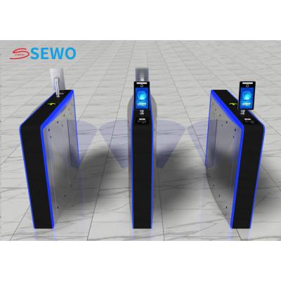 China SEWO Y1-303 Flap Barrier Turnstile with QR Code Scanner - 45 People/Minute Capacity, 600-900mm Width for sale