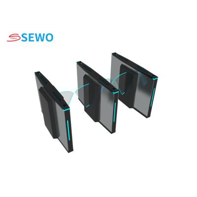 China Luxury Black Flap Barrier Turnstile Gate 1400×300×1000mm with 40 People/Minute Throughput for Access Control for sale
