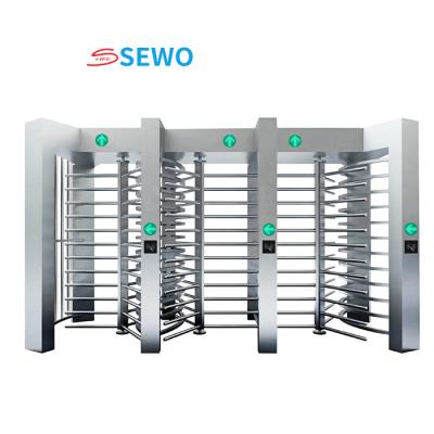 China SEWO Full Height Turnstile Gate with Barcode Scanner - 3500×1450×2200mm Stainless Steel, 220V Power Supply for sale