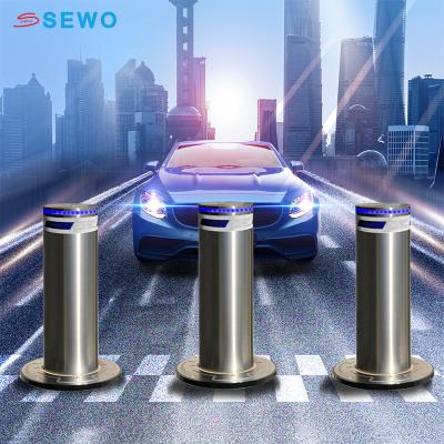 China SEWO Stainless Steel Automatic Retractable Bollard 800mm Height 6mm Thickness Electric Hydraulic Traffic Control for sale