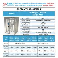 China SEWO-DM207 Full Height Turnstile Gate 2200mm Height 45 People/Minute Access Control Security System for sale