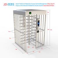 China SEWO DM207 Full Height Turnstile Gate 1500×1500×2200 mm with 45 People/Minute Capacity for Access Control for sale