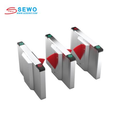 China 201 Stainless Steel Flap Barrier Gate Bi-directional Access 30-40 People/Minute Transit Speed for sale