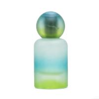 China 50ml Glass Perfume Bottles Frosted Cylinder Spray Round Wooden Stone Cap Empty for sale