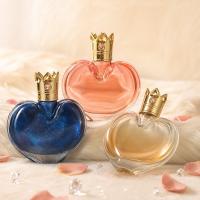 China 100ml Glass Perfume Bottles Heart Shaped Crown Cap Empty Spray for sale