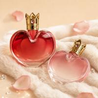 China 100ml Glass Perfume Bottles Heart Shaped Crown Cap Empty Spray for sale