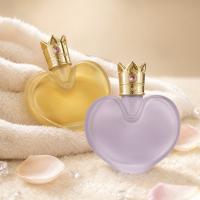 China 100ml Glass Perfume Bottles Heart Shaped Crown Cap Empty Spray for sale