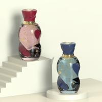China 100ml Glass Perfume Bottles Unique Curved Design Flared Cap Empty Spray for sale