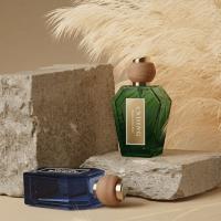 China 100ml Glass Perfume Bottles Empty Unique Round Cap Crimp Neck Spray Hexagon for sale