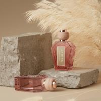 China 100ml Glass Perfume Bottles Empty Unique Round Cap Crimp Neck Spray Hexagon for sale