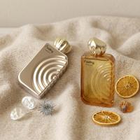 China 100ml Glass Perfume Bottles Unique Disc Cap Spray Rectangle Empty Wavy Crimp Neck for sale