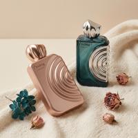 China 100ml Glass Perfume Bottles Unique Disc Cap Spray Rectangle Empty Wavy Crimp Neck for sale