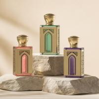 China 100ml Glass Perfume Bottles Unique Rectangle Dome Metal Cap Empty Spray Crimp Neck for sale