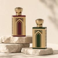 China 100ml Glass Perfume Bottles Unique Rectangle Dome Metal Cap Empty Spray Crimp Neck for sale