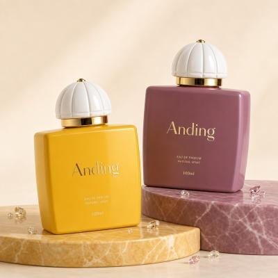 China 100ml Glass Perfume Bottles Dome Magnetic Cap Square Empty Crimp Neck Spray for sale