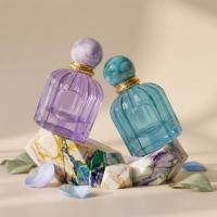 China Empty Perfume Bottles 100ml Ribbed Glass Cylinder Spray Ball Round Cap for sale