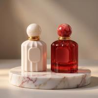 China Empty Perfume Bottles 100ml Ribbed Glass Cylinder Spray Ball Round Cap for sale