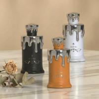 China 100ml Perfume Bottle Glass Unique Candle Shape Drip Cap Empty Spray Crimp Neck for sale