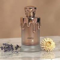 China 100ml Perfume Bottle Glass Unique Candle Shape Drip Cap Empty Spray Crimp Neck for sale