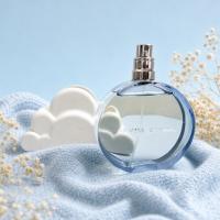 China 50ml 100ml Glass Perfume Bottles Round Empty Spray Cloud Shaped Cap Crimp Neck for sale