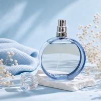China 50ml 100ml Glass Perfume Bottles Round Empty Spray Cloud Shaped Cap Crimp Neck for sale