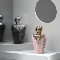 China 100ml Unique Perfume Bottles Empty Glass Spray Magnetic Cap Metal Wave Shape for sale