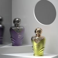 China 100ml Unique Perfume Bottles Empty Glass Spray Magnetic Cap Metal Wave Shape for sale