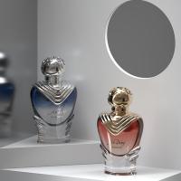 China 100ml Unique Perfume Bottles Empty Glass Spray Magnetic Cap Metal Wave Shape for sale