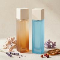 China 100ml Glass Perfume Bottles Frosted Gradient Rectangle Spray Wholesale Custom for sale
