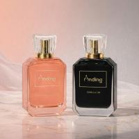 China 100ml Glass Perfume Bottles Empty Octagon Shape Acrylic Cap Crimp Neck Spray for sale