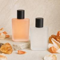 China 100ml Glass Perfume Bottles Cylinder Cap Spray Square Empty Crimp Neck for sale