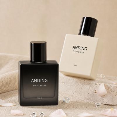 China Perfume Bottle 50ml 100ml Square Glass Magnetic Cap Crimp Neck Empty Spray for sale