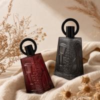 China 100ml Glass Perfume Bottles Textured Triangle Empty Ring Cap Crimp Neck Spray for sale