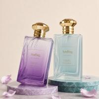 China 100ml Glass Perfume Bottles Faceted Rectangle Empty Metal Cap Spray Crimp Neck for sale