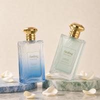 China 100ml Glass Perfume Bottles Faceted Rectangle Empty Metal Cap Spray Crimp Neck for sale
