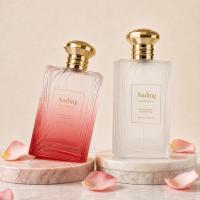 China 100ml Glass Perfume Bottles Faceted Rectangle Empty Metal Cap Spray Crimp Neck for sale