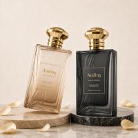 China 100ml Glass Perfume Bottles Faceted Rectangle Empty Metal Cap Spray Crimp Neck for sale