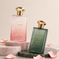 China 100ml Glass Perfume Bottles Faceted Rectangle Empty Metal Cap Spray Crimp Neck for sale